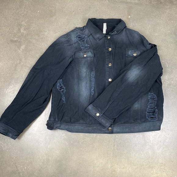Jackets & Coats | Black Oversized Distressed Denim Jacket | Poshmark